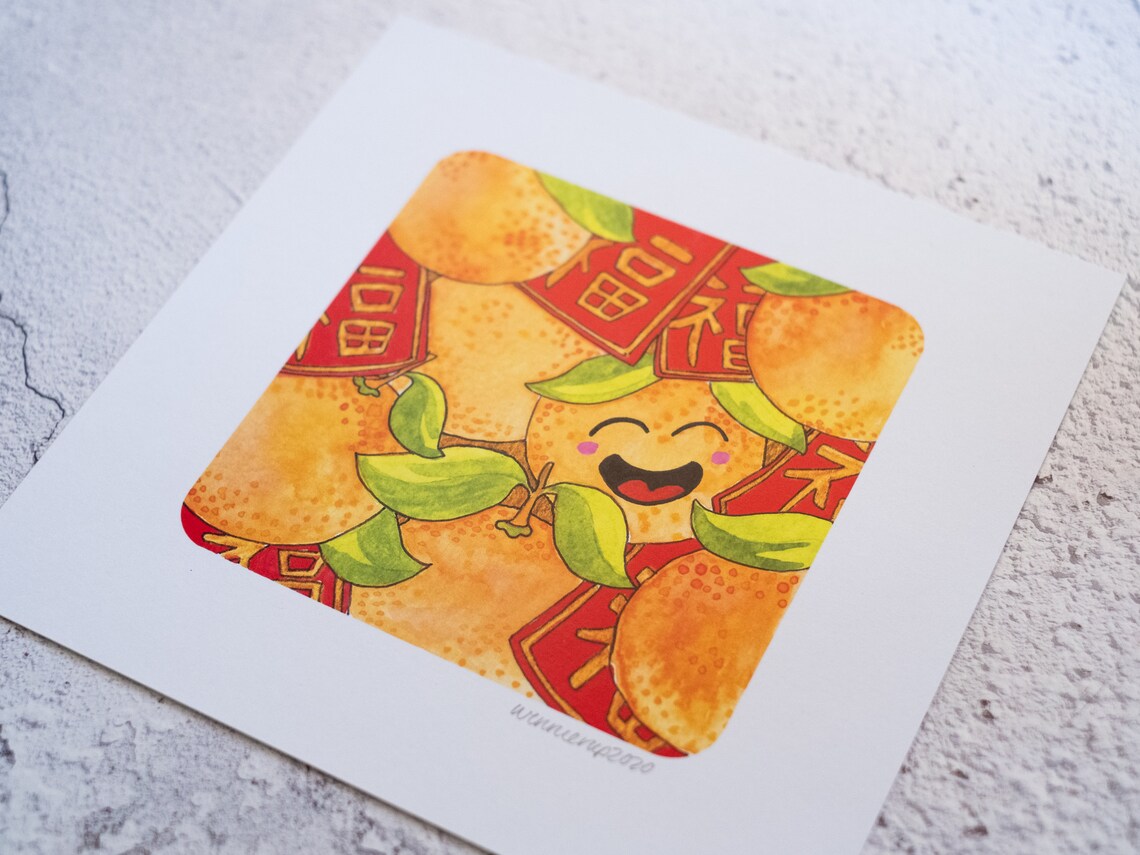 Lucky Orange 210mm x 210mm print | Etsy
