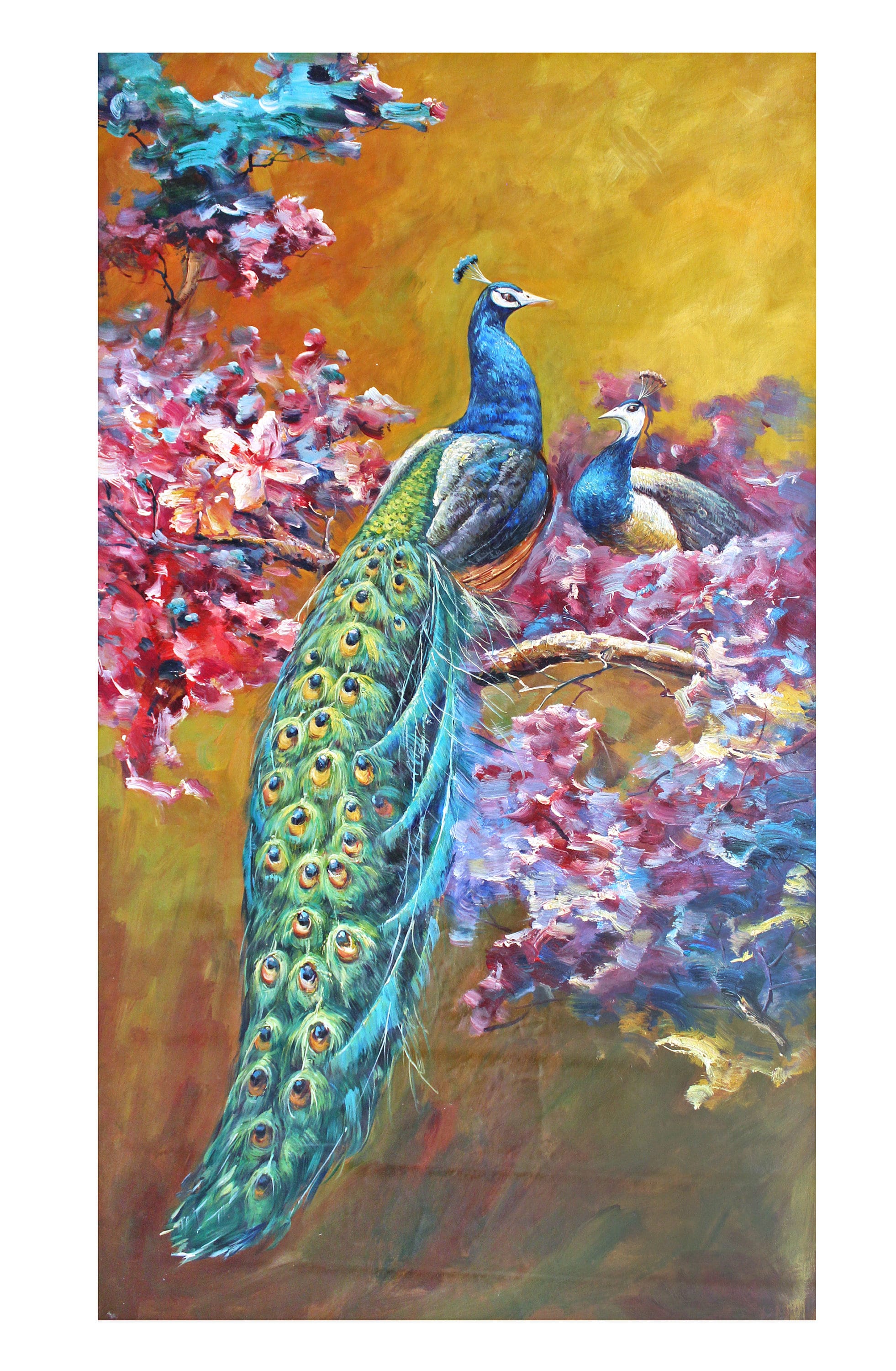 Peacock Oil Painting On Canvas