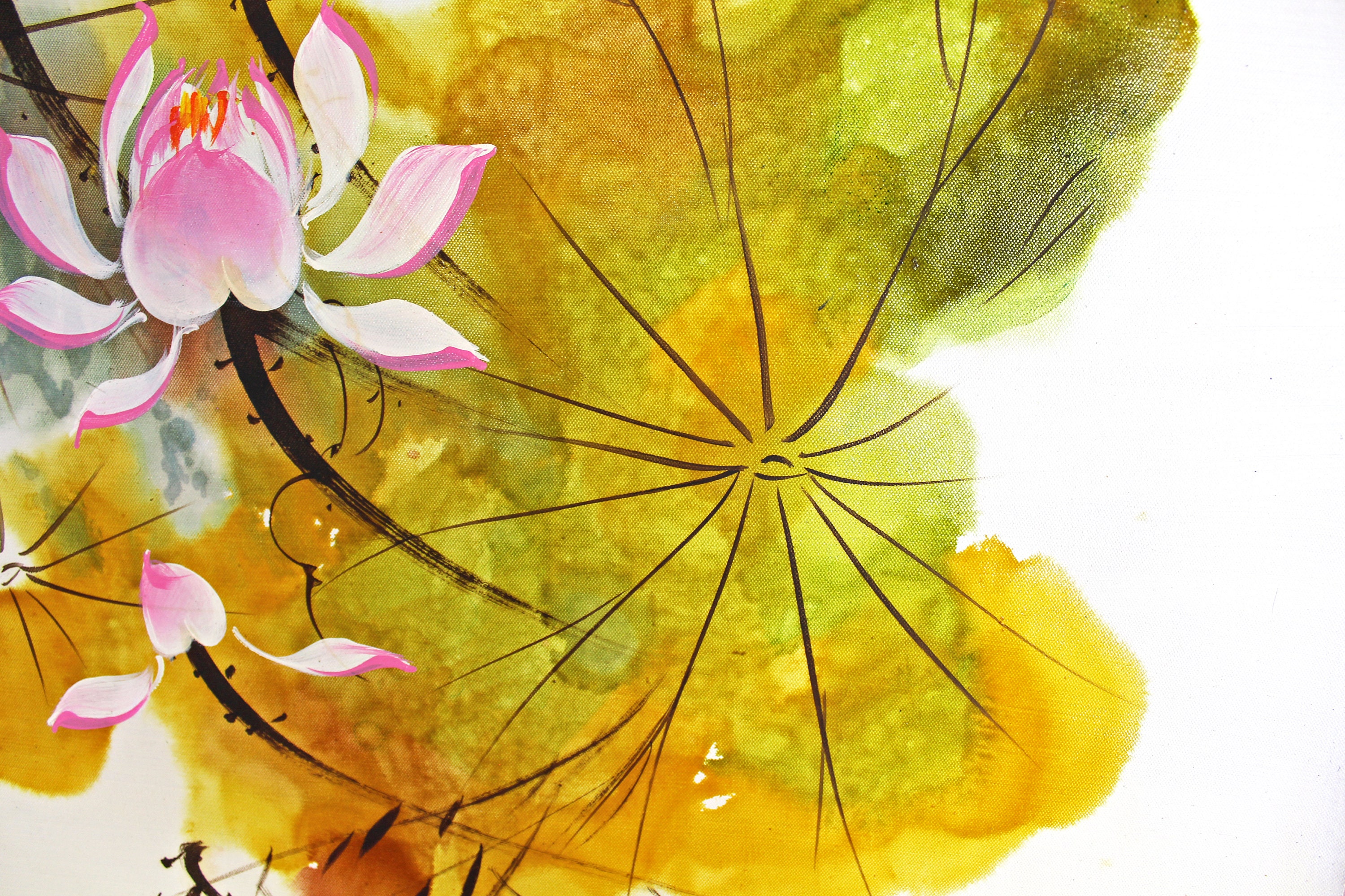 CUSTOM Art Painting, Landscape Painting, Original Lotus Oil Art on ...