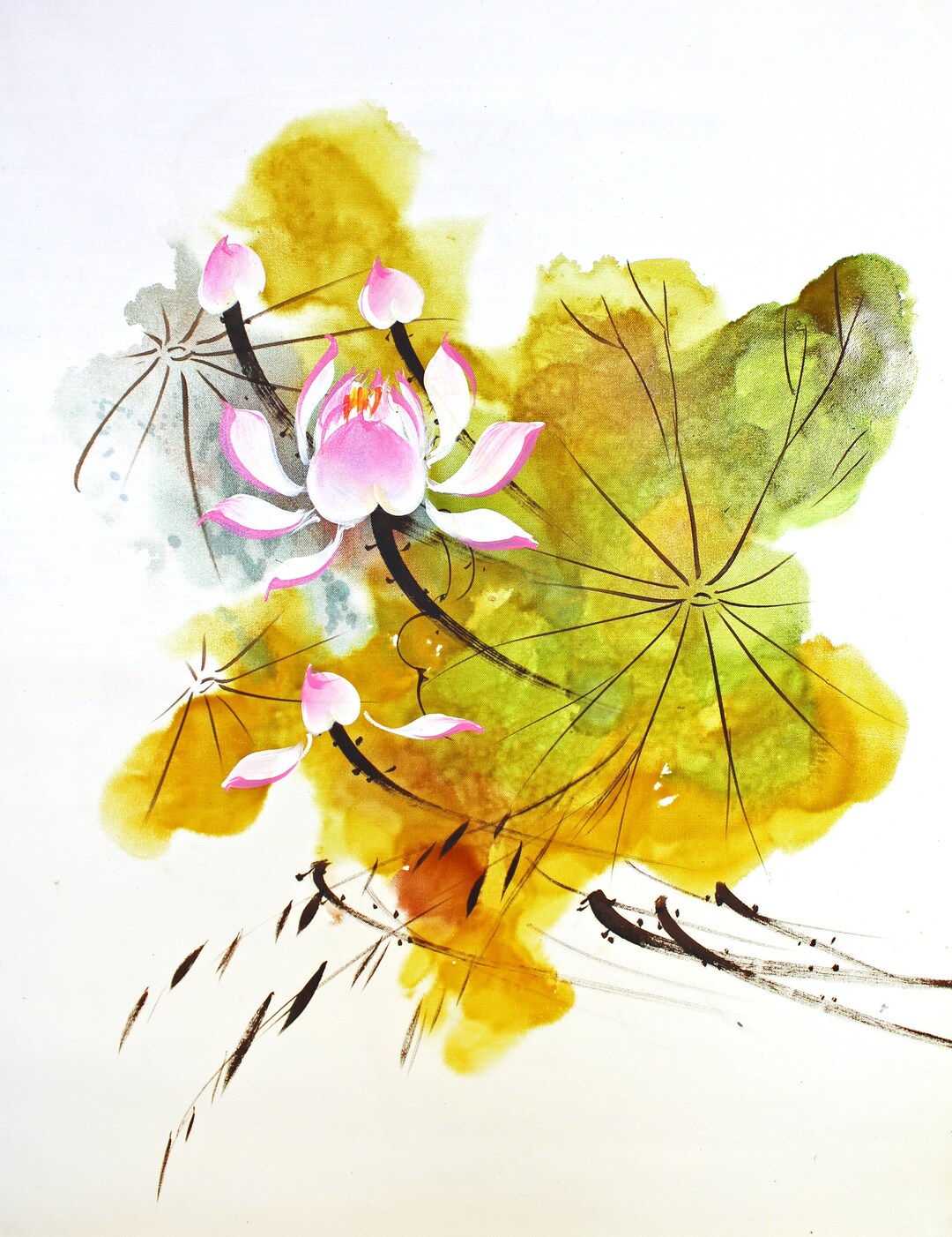 CUSTOM Art Painting, Landscape Painting, Original Lotus Oil Art on ...