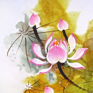 CUSTOM Art Painting, Landscape Painting, Original Lotus Oil Art on ...