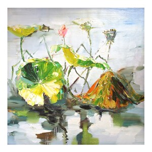 CUSTOM Art Painting, Landscape Painting, Original Lotus Oil Art on ...