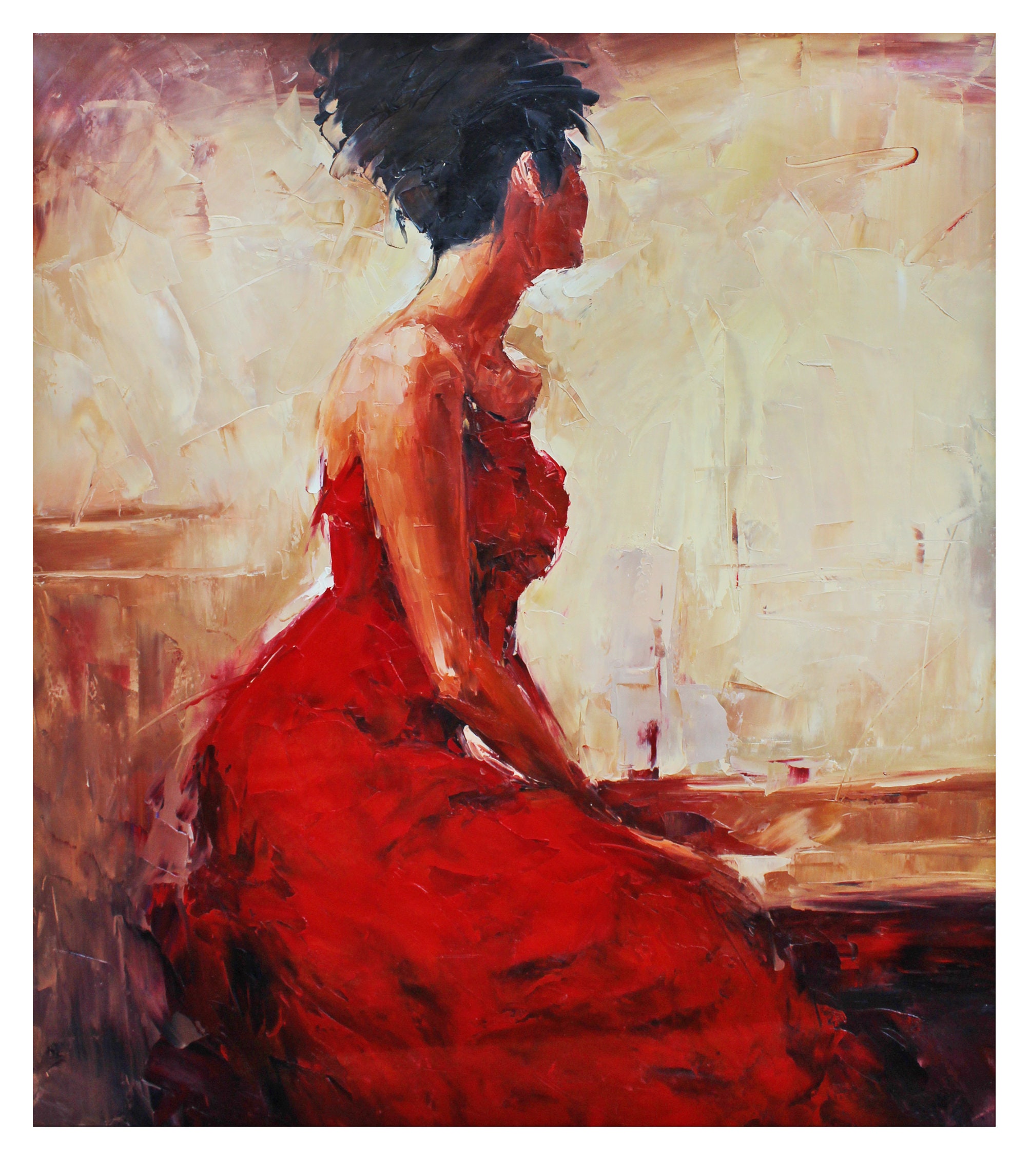 CUSTOM Art Painting, Back View Painting, Original Oil Art on Vertical ...