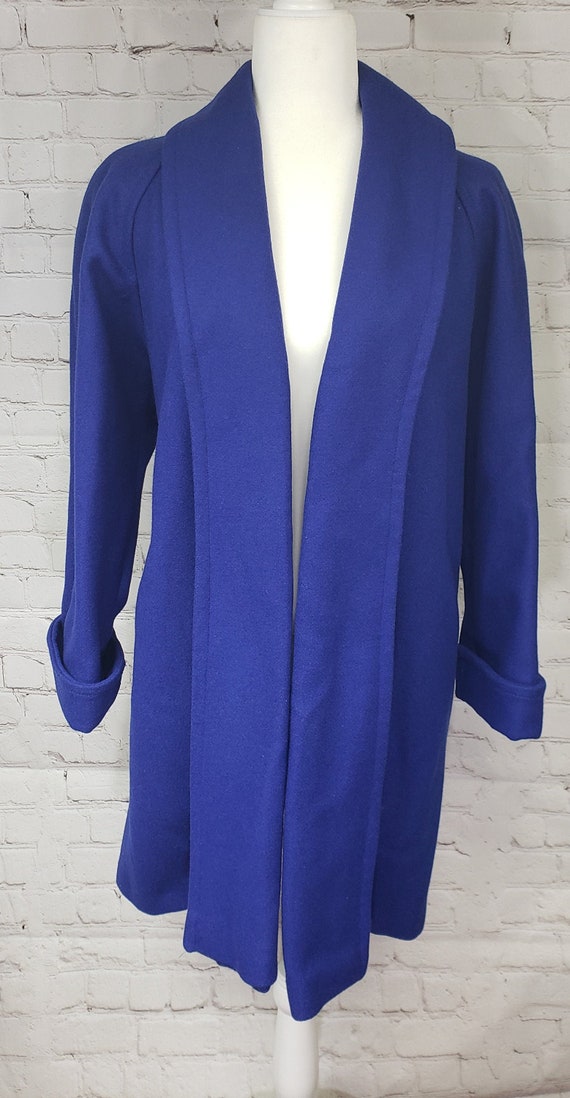 1980s Electric Blue Sz L Statement Swing Coat Relaxed… - Gem