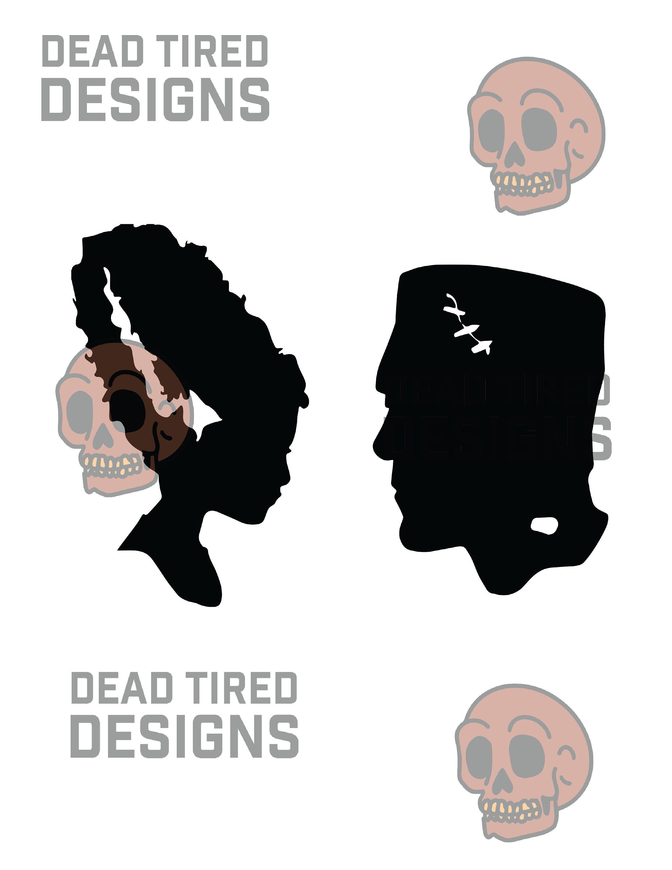Frankenstein and Bride SVG, Halloween SVG, Dead Tired Designs - Etsy