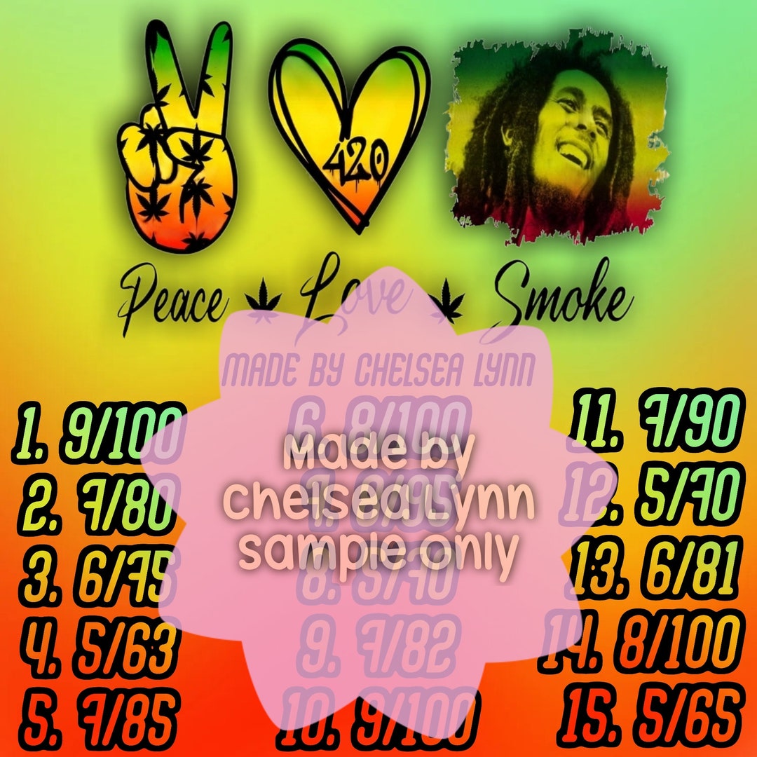 420 Bingo Board 1-15 Bob Marley - Etsy