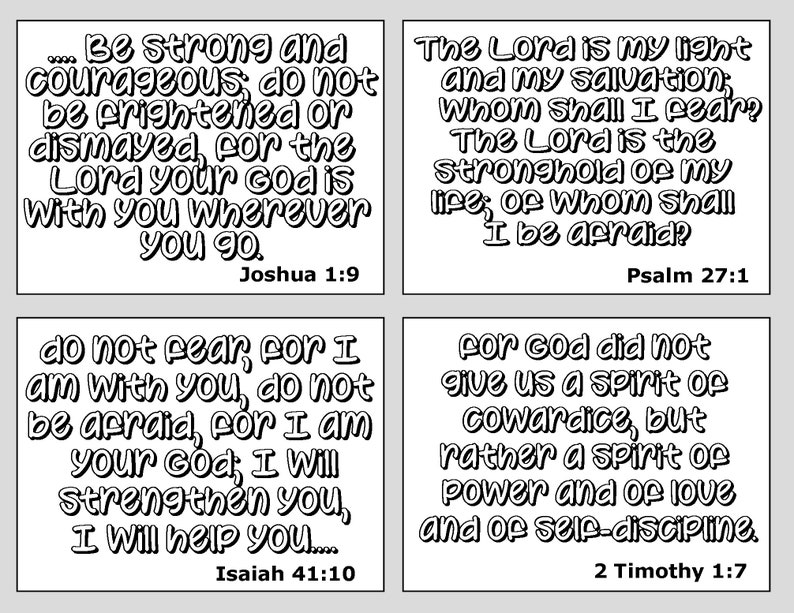 4 Bible Verse Cards to Read When You're Afraid, Digital Printable ...