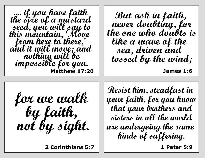 4 Bible Verse Cards to Read When You Lack Faith, Digital Printable ...