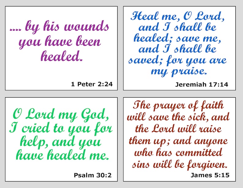 4 Bible Verse Cards to Read When You're Sick/need Healing, Digital ...