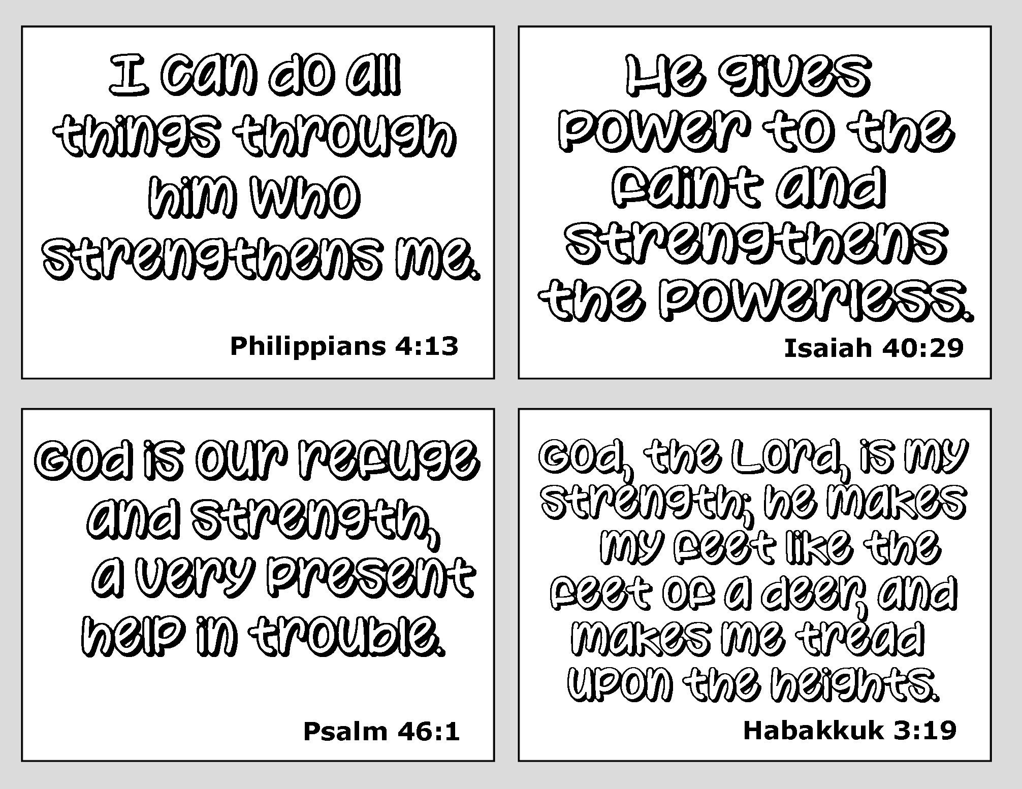 4 Bible Verse Cards to Read When You Need Strength, Digital Printable ...