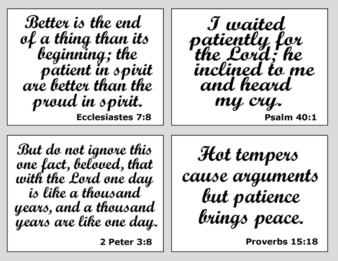 4 Bible Verse Cards to Read When You Need Patience, Digital Printable ...