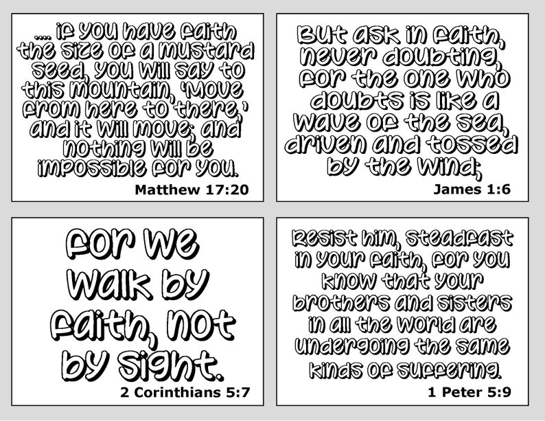 4 Bible Verse Cards to Read When You Lack Faith, Digital Printable ...