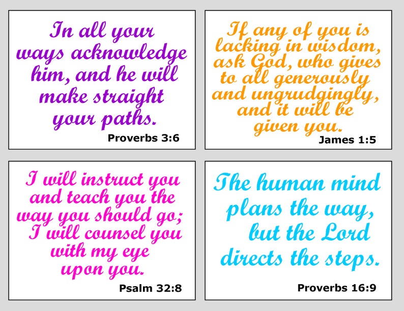 4 Bible Verse Cards to Read When You Need Guidance, Digital Printable ...