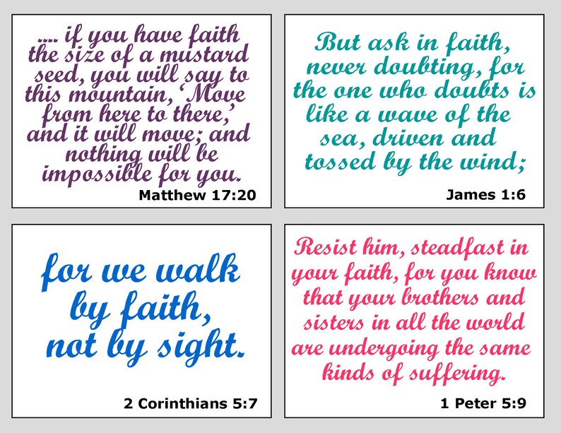 4 Bible Verse Cards to Read When You Lack Faith, Digital Printable ...