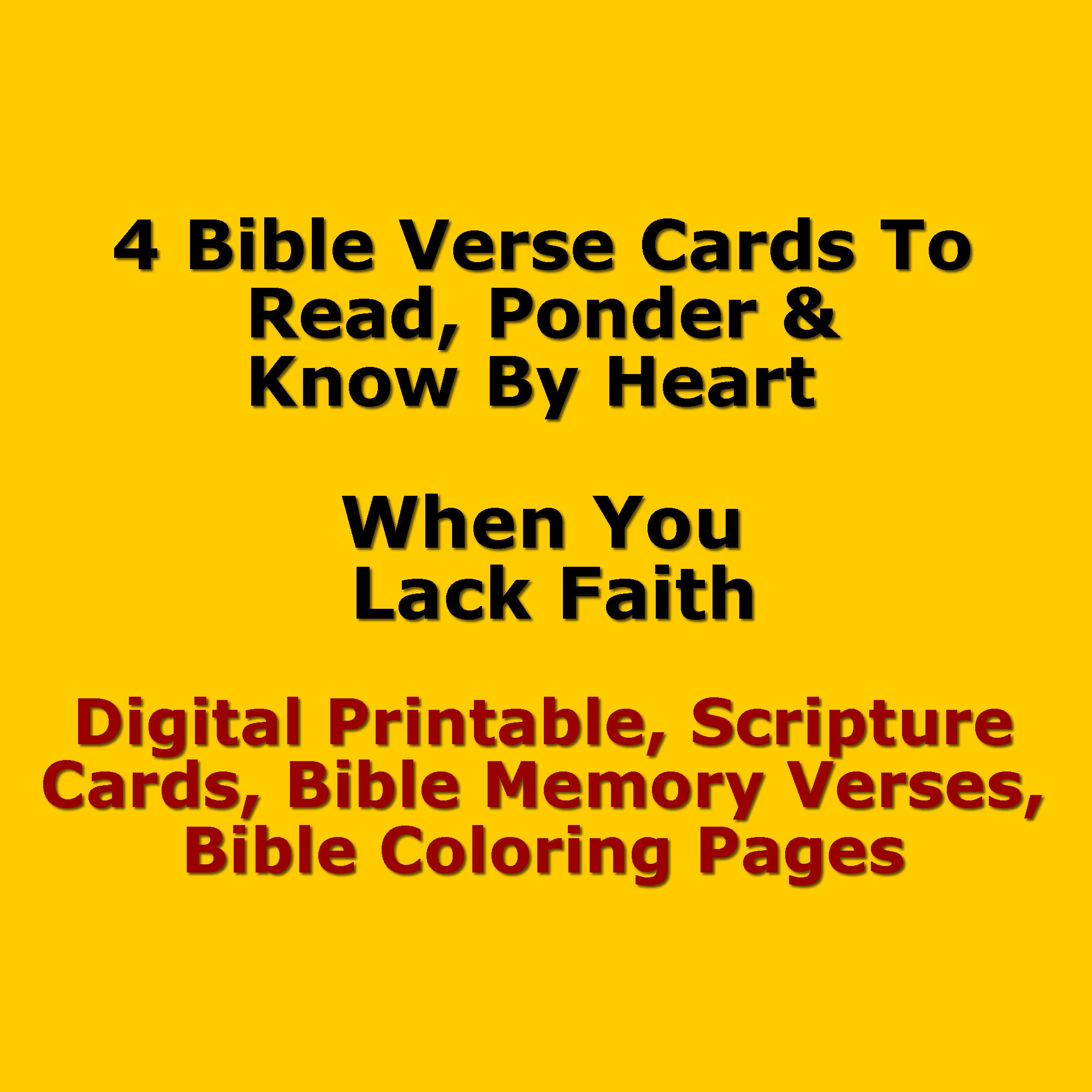 4 Bible Verse Cards to Read When You Lack Faith, Digital Printable ...