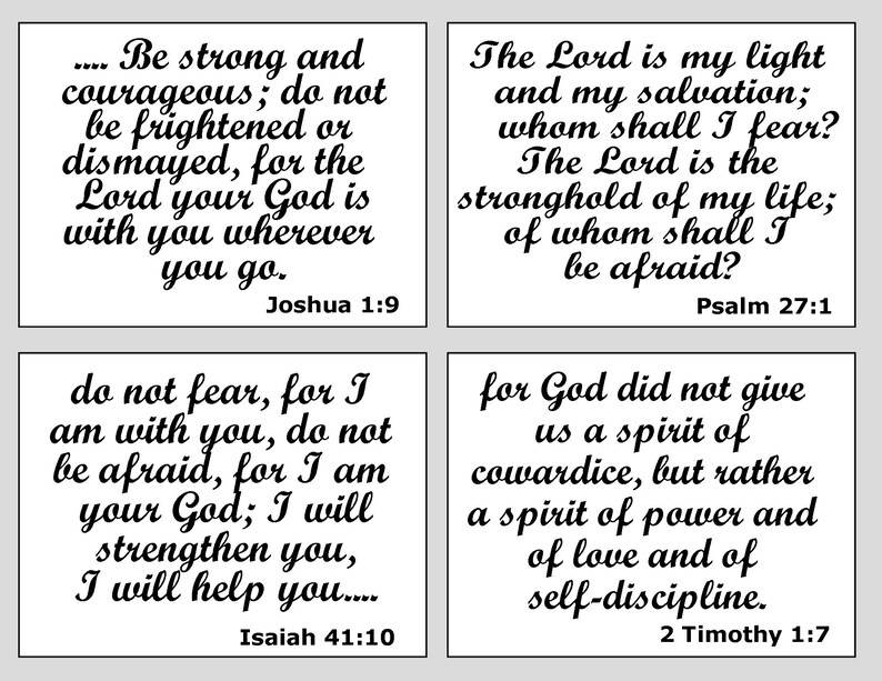 4 Bible Verse Cards to Read When You're Afraid, Digital Printable ...