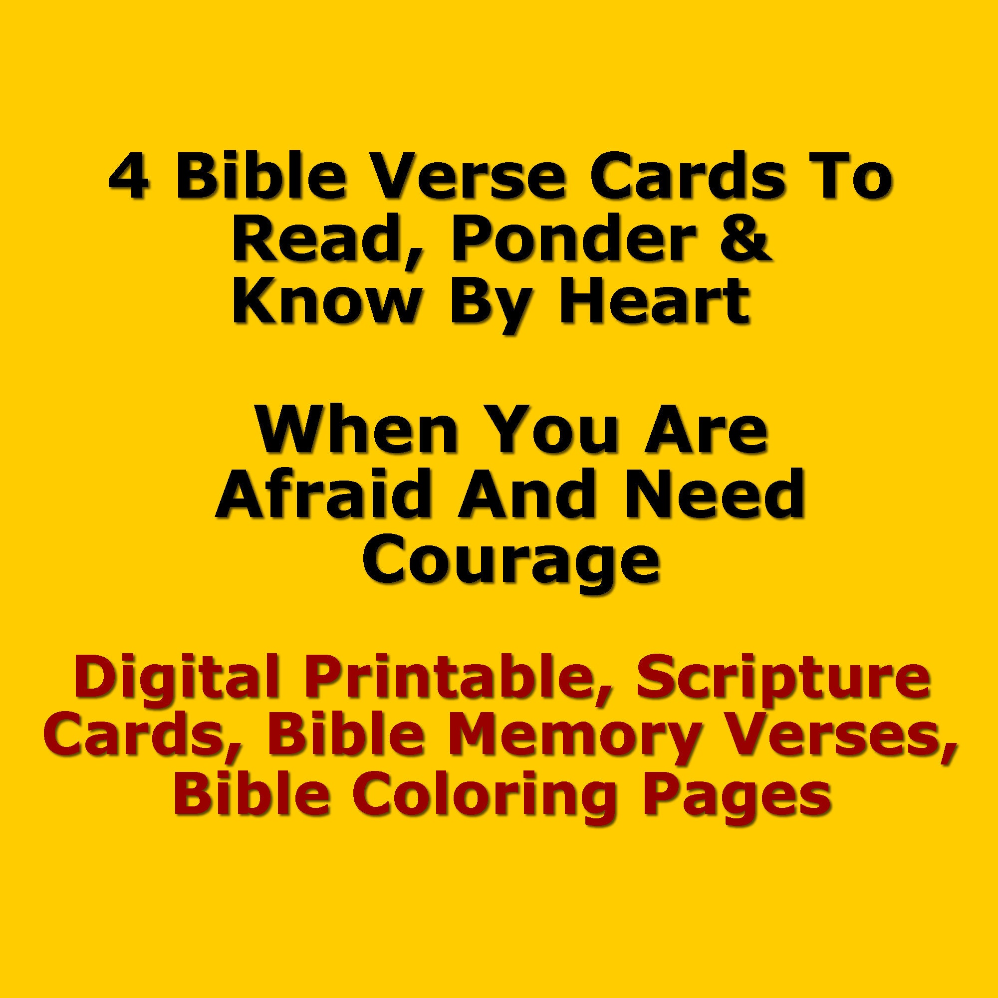 4 Bible Verse Cards to Read When You're Afraid, Digital Printable ...