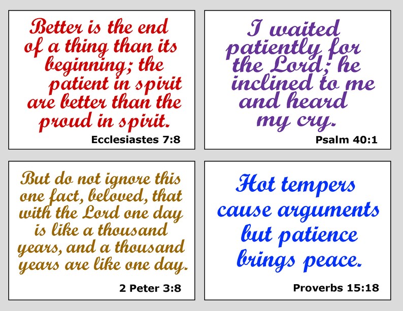 4 Bible Verse Cards to Read When You Need Patience, Digital Printable ...