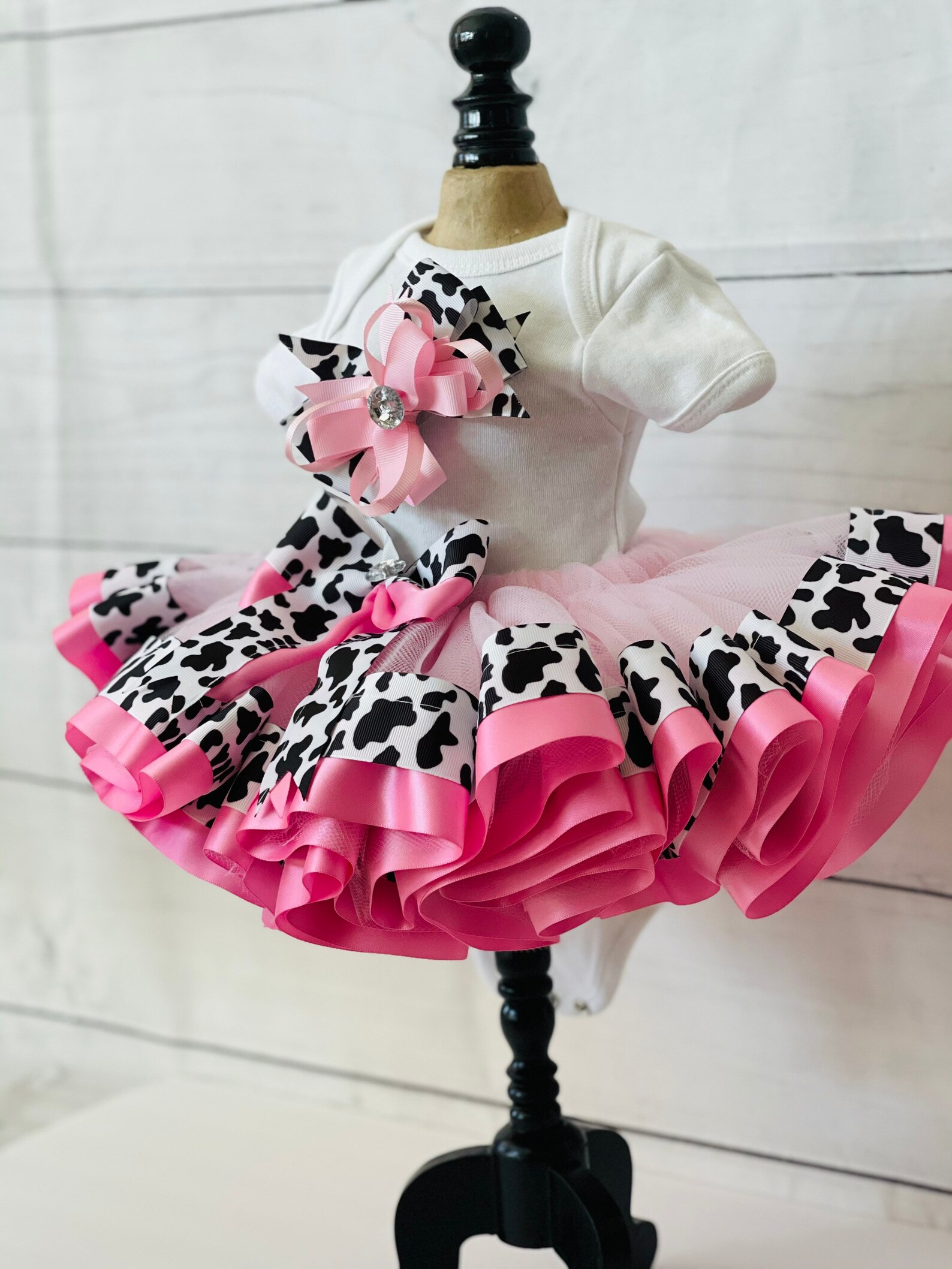Cow Print Ribbon Tutu Animal Print Ribbon Tutu Pink Tutu - Etsy
