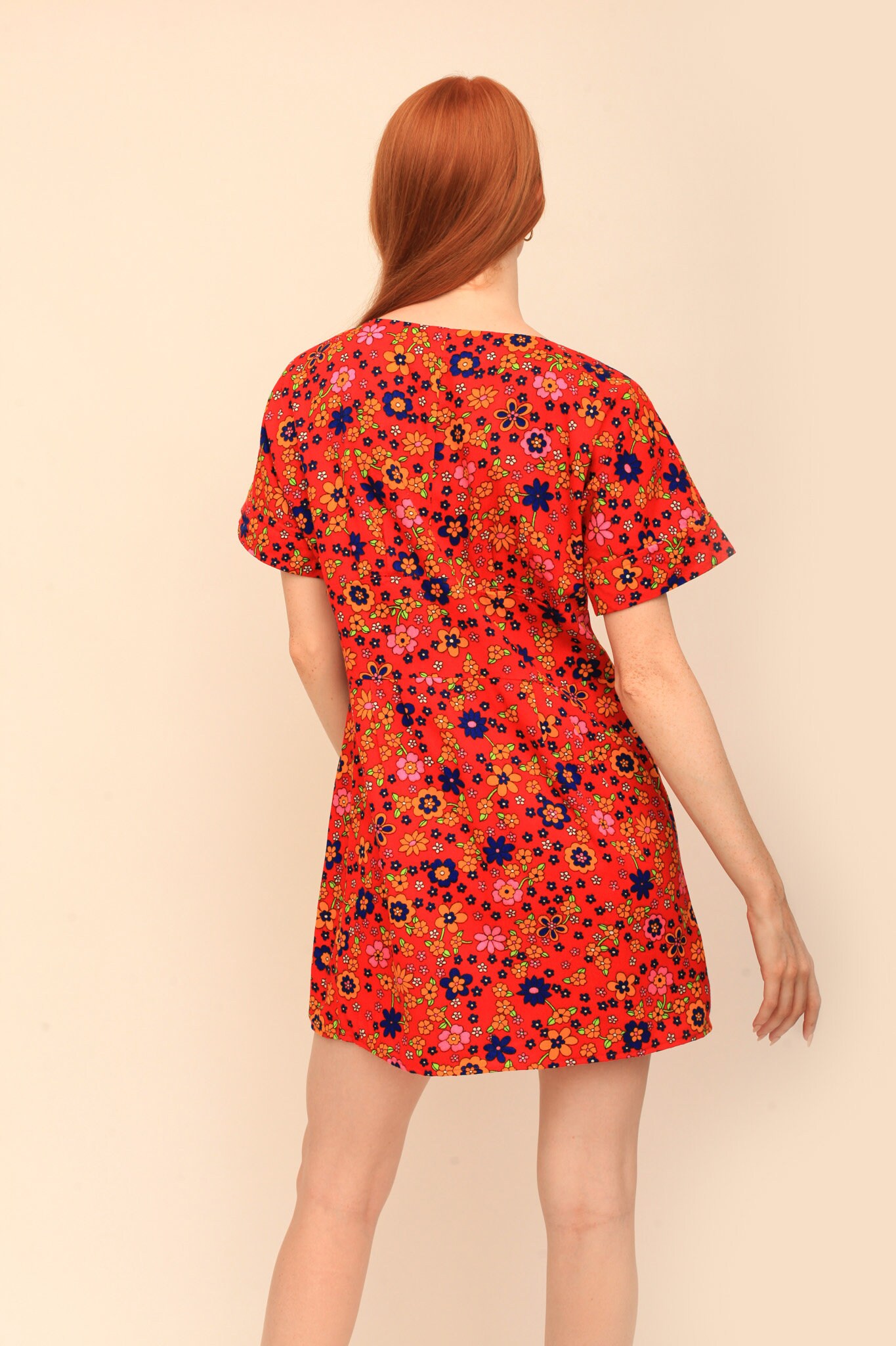 Vintage 1970s 70 Red Technicolor Psychedelic Floral Mini Dress - Etsy