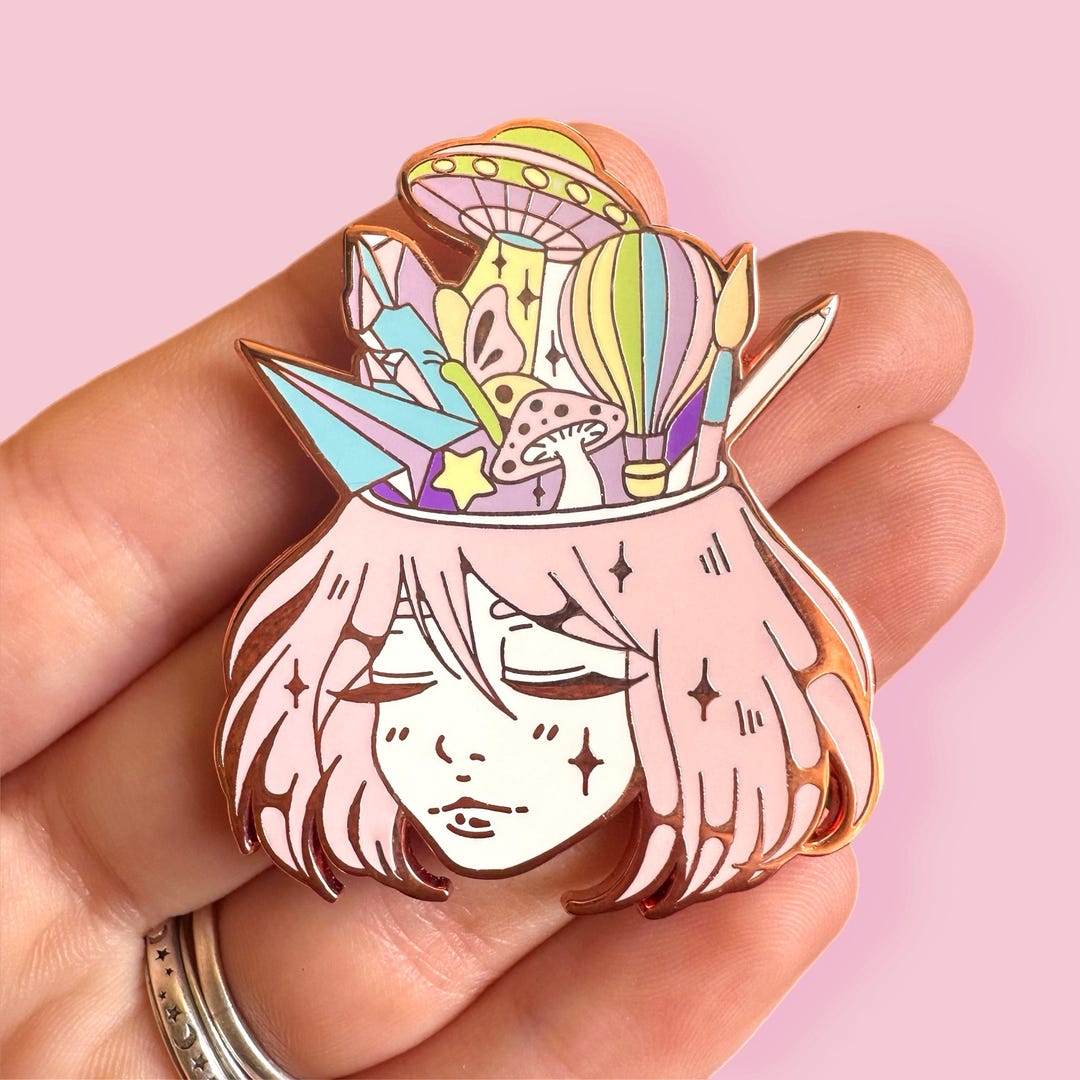 Imagination Pastel Enamel Pin | Kawaii Anime Girl Lapel Pin | Cute ...