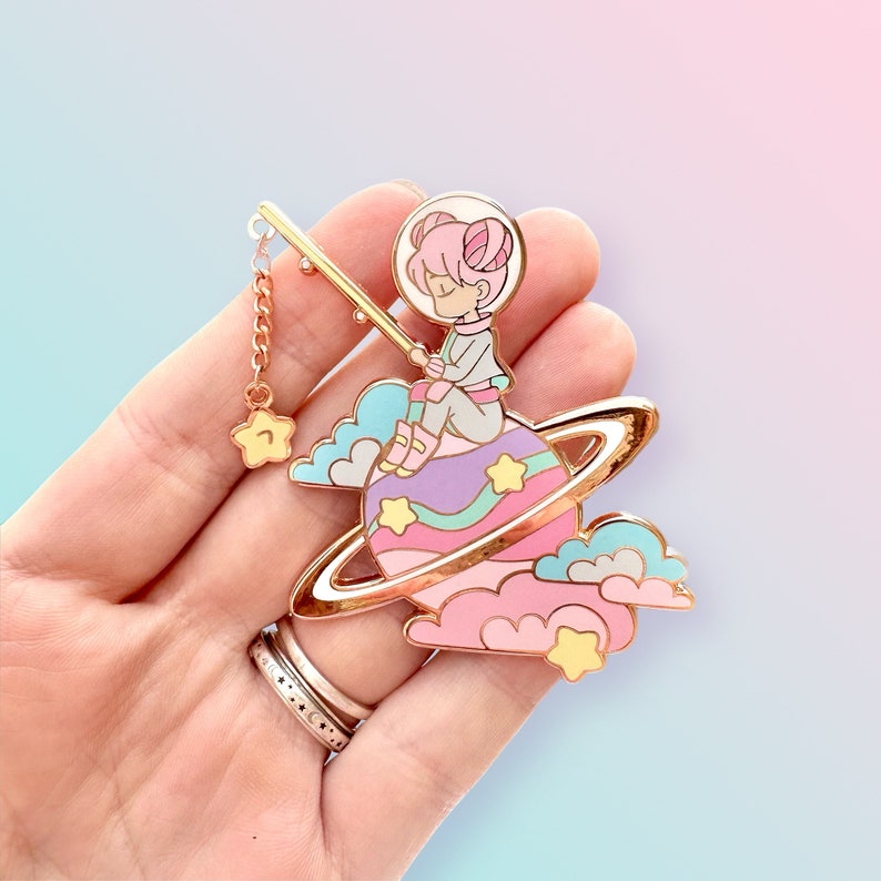 Star Catcher Enamel Pin, Kawaii Anime Girl Lapel Pin, Cute Trippy Hat ...