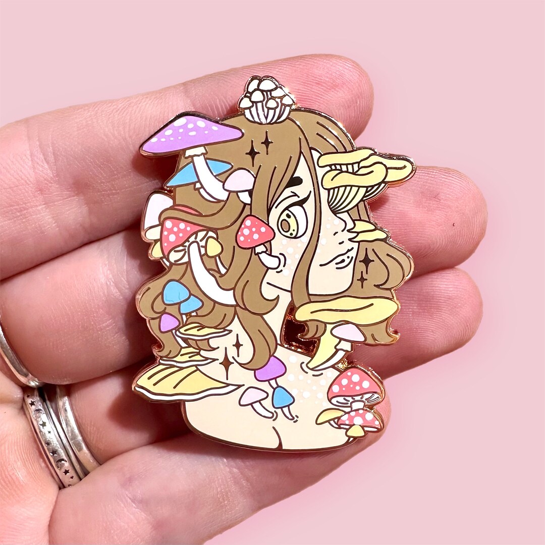 Overgrown Enamel Pin, Kawaii Anime Girl Lapel Pin, Cute Trippy Hat Pin ...