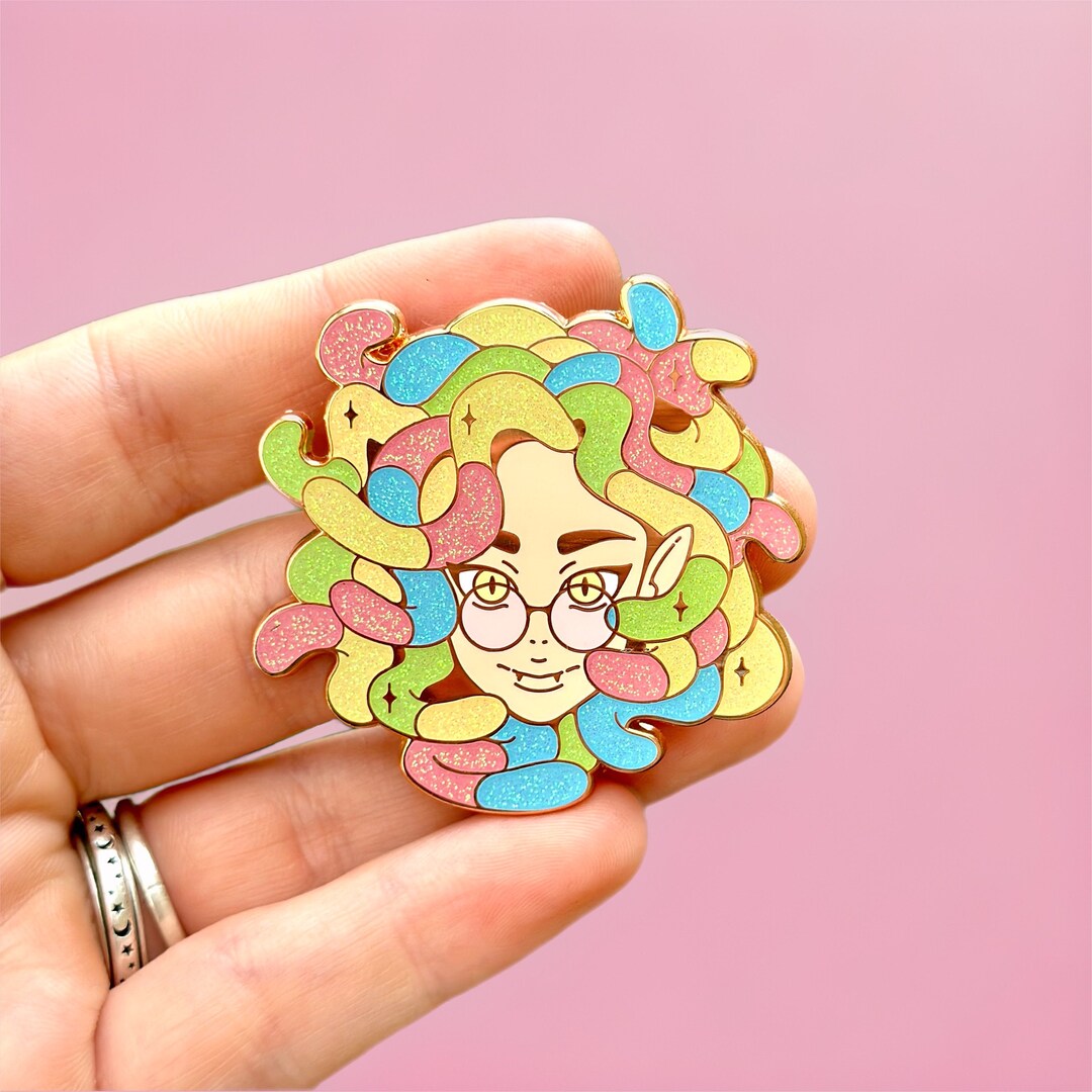 Gummy Gorgon Enamel Pin, Kawaii Anime Girl Lapel Pin, Cute Trippy Hat ...