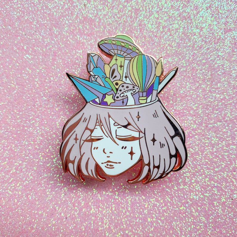 Imagination Pastel Enamel Pin Kawaii Anime Girl Lapel Pin - Etsy
