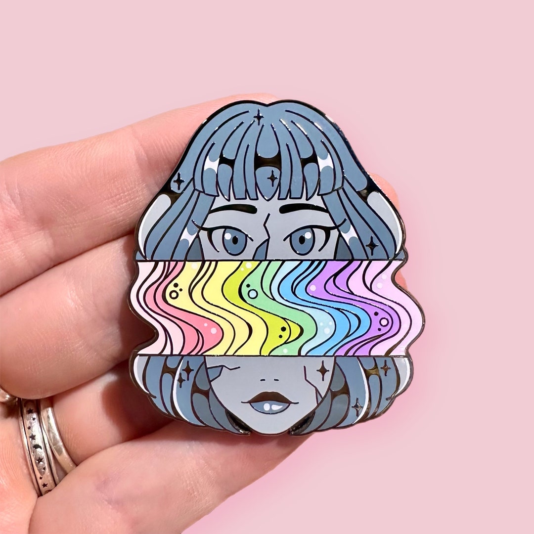 Colors Within Enamel Pin, Kawaii Anime Girl Lapel Pin, Cute Trippy Hat ...
