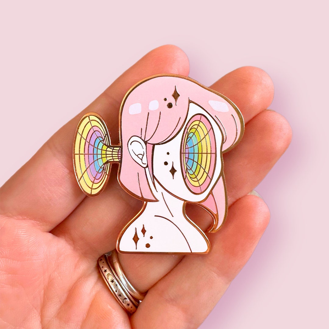 Wormhole Enamel Pin, Kawaii Anime Girl Lapel Pin, Cute Trippy Hat Pin ...