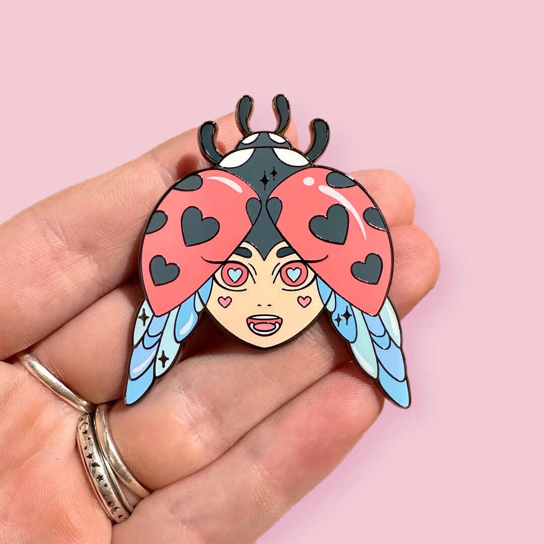Love Bug Enamel Pin, Kawaii Anime Girl Lapel Pin, Cute Trippy Hat Pin ...