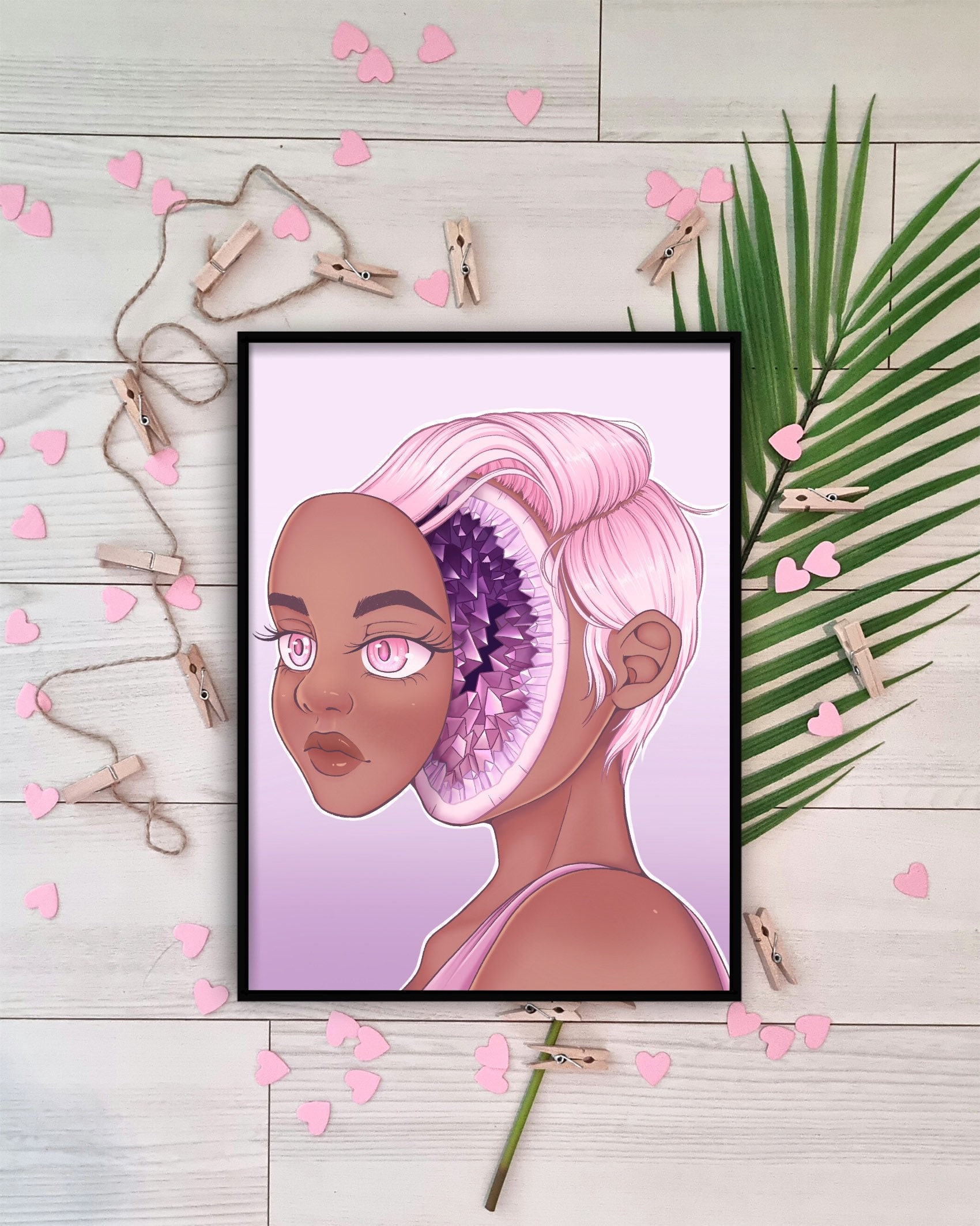 Amethyst Girl Art Print Cracked Amethyst Geode Anime Girl - Etsy Sweden