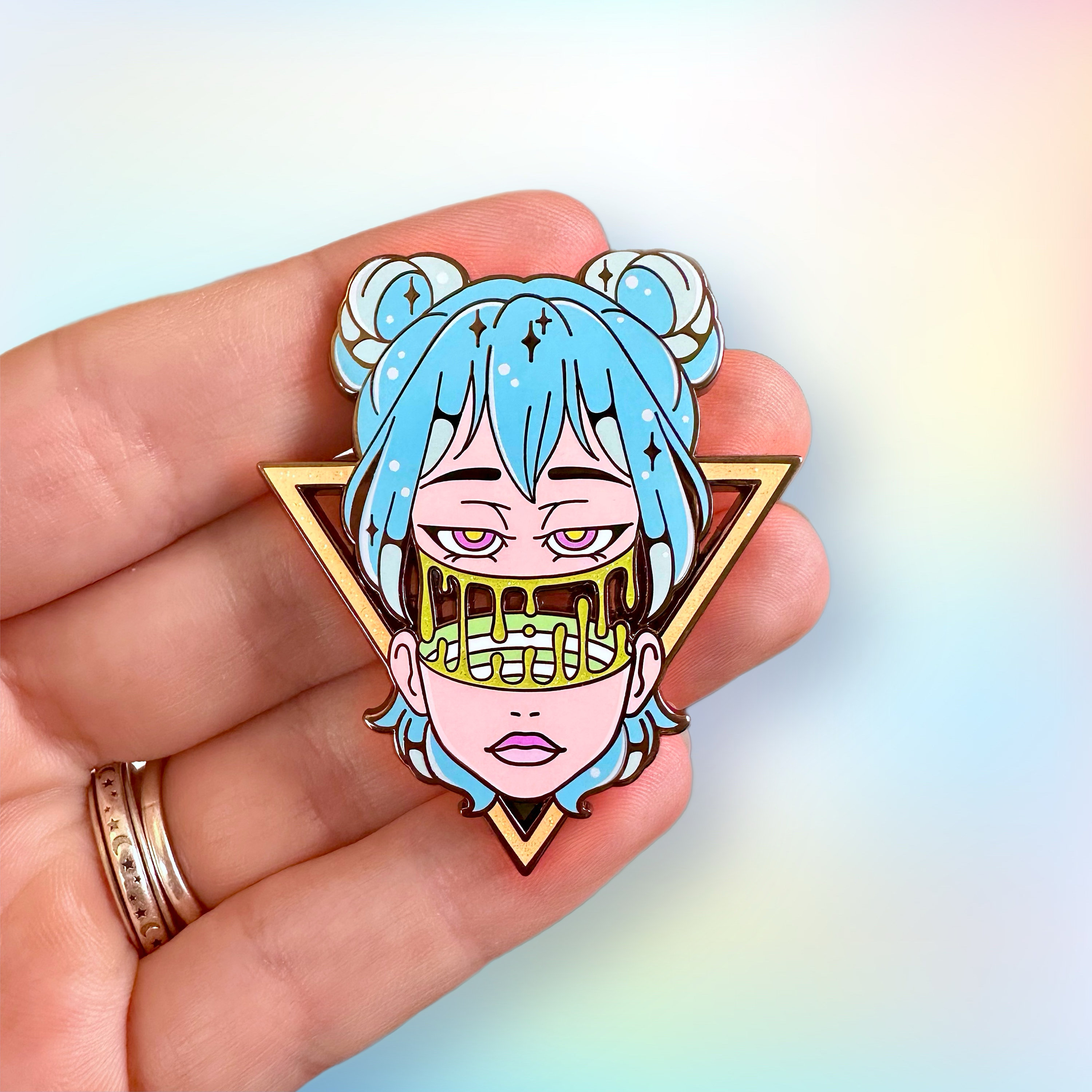 Open Minded Enamel Pin, Kawaii Anime Girl Lapel Pin, Cute Trippy Hat ...