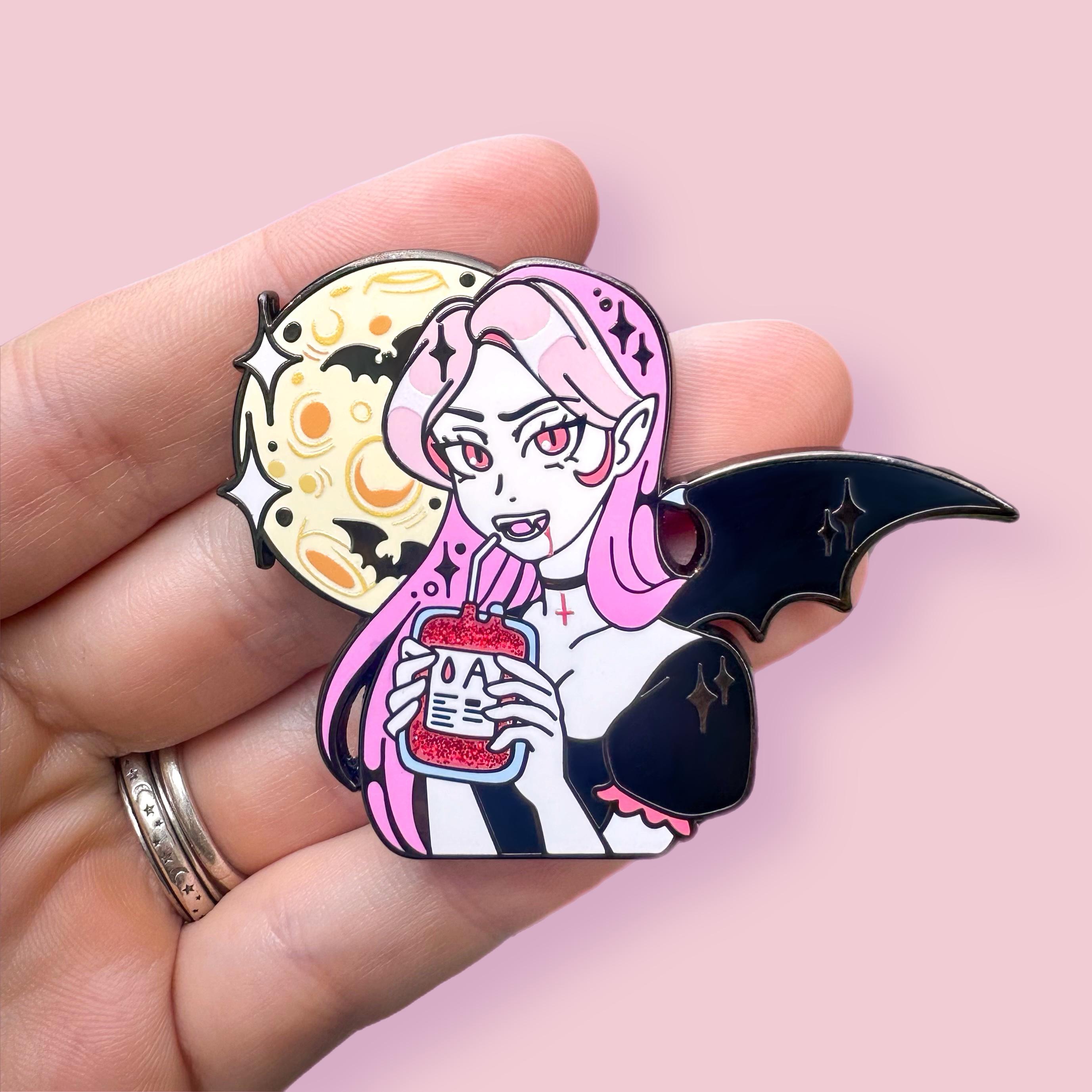 Vampire Enamel Pin, Kawaii Anime Girl Lapel Pin, Cute Trippy Hat Pin ...