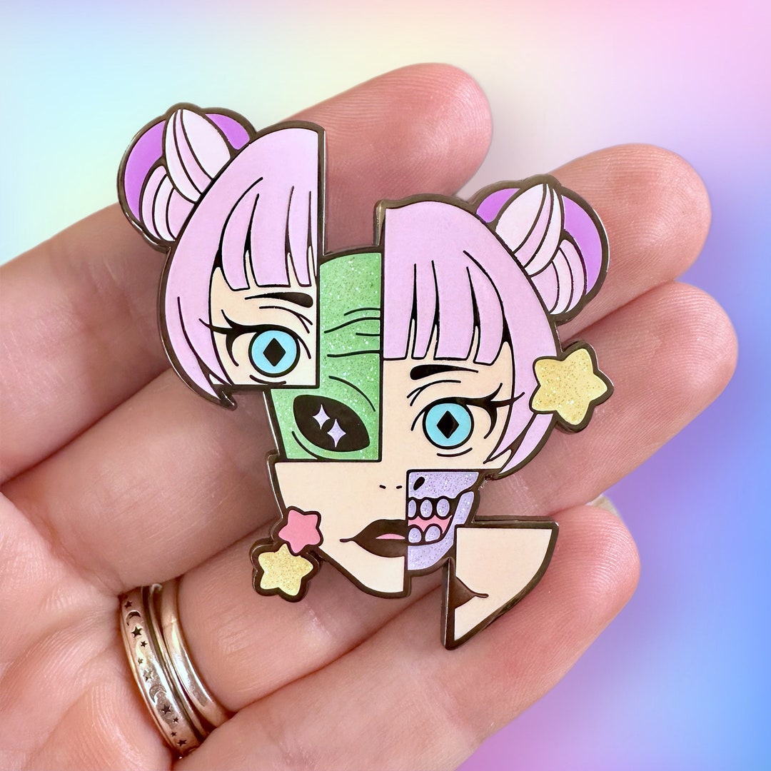 Layers Enamel Pin, Kawaii Anime Girl Lapel Pin, Cute Trippy Hat Pin ...
