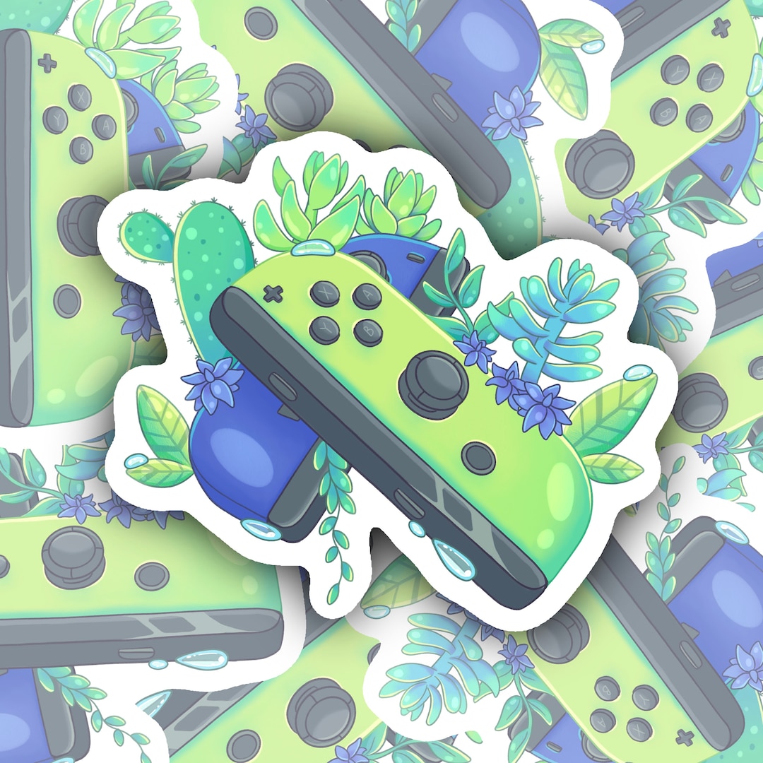 Blue and Green Aesthetic Joy Cons Sticker Succulents Pastel Game ...