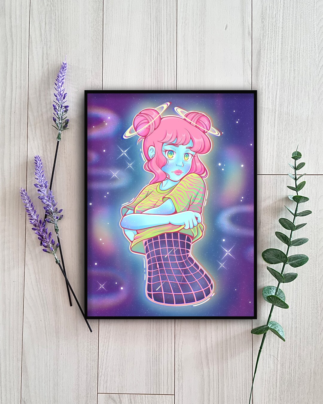 Interdimensional Art Print, Anime Girl Art Print, Kawaii Cute Aesthetic ...