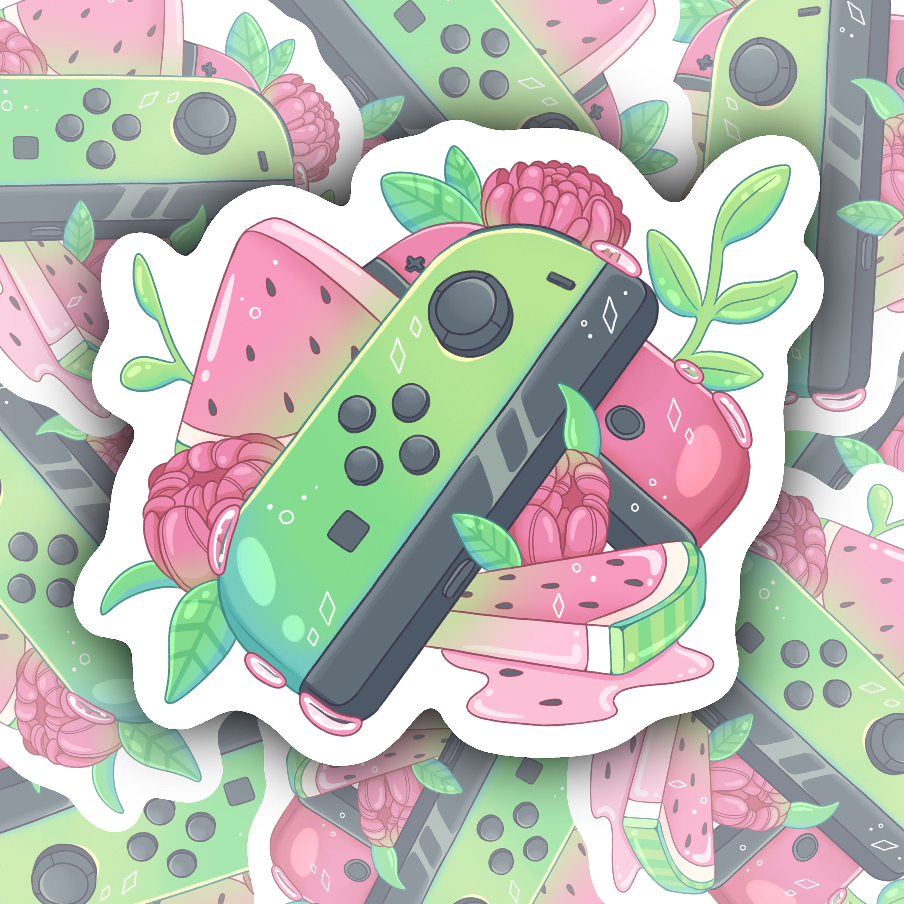 Pink and Green Aesthetic Joy Cons Sticker / Watermelon Pastel - Etsy España