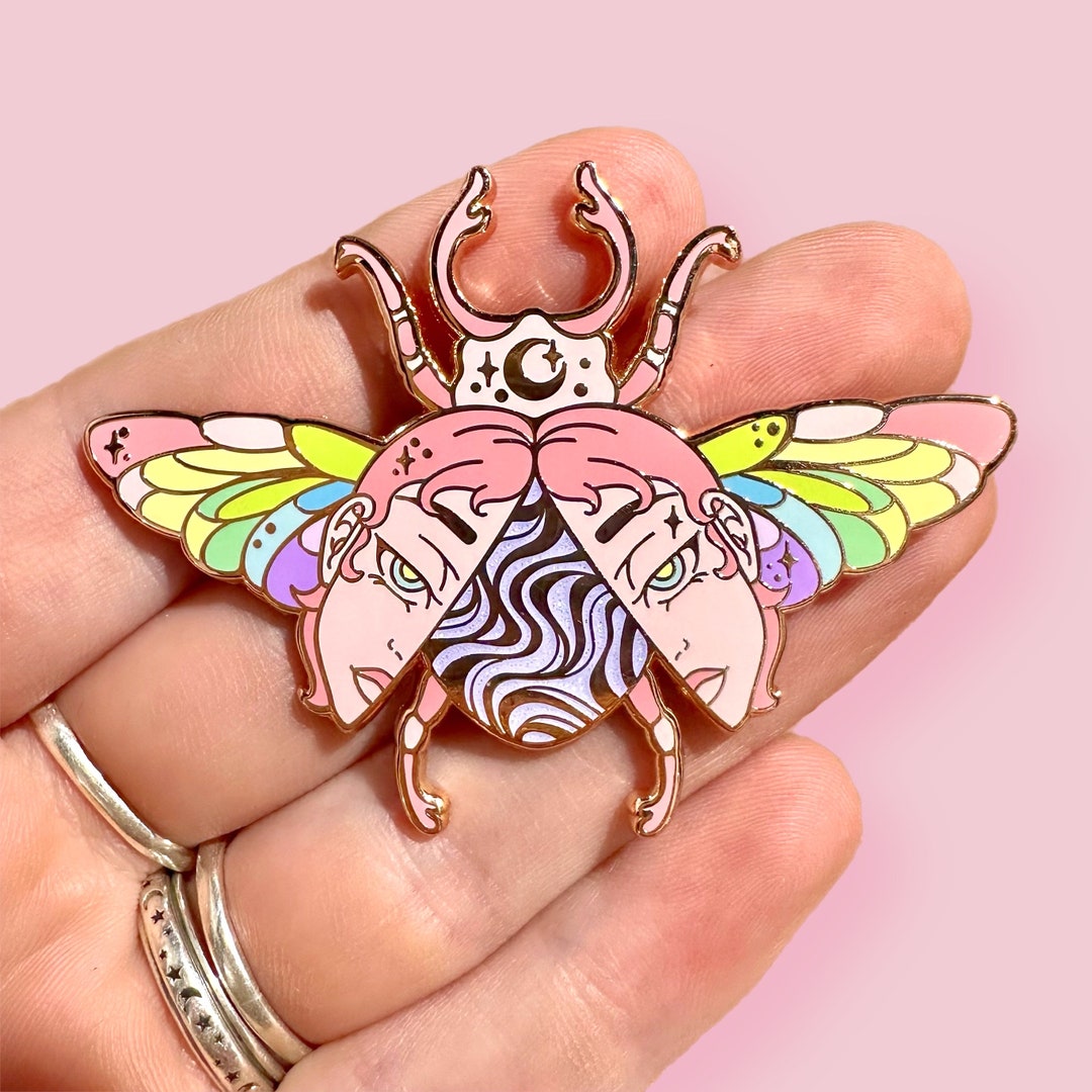 Cosmic Beetle Enamel Pin, Kawaii Anime Girl Lapel Pin, Cute Trippy Hat ...