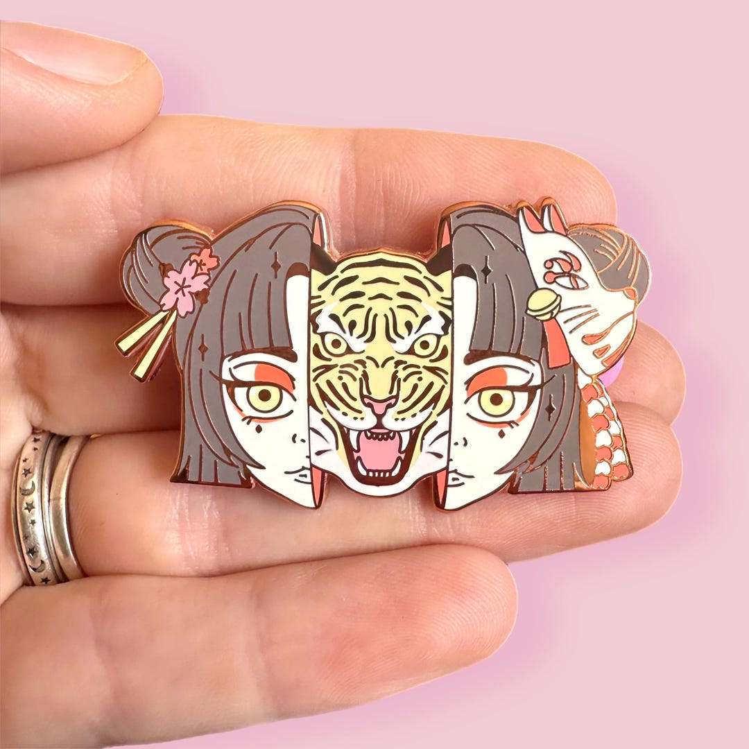 Year of the Tiger Enamel Pin | Kawaii Anime Girl Lapel Pin | Cute ...