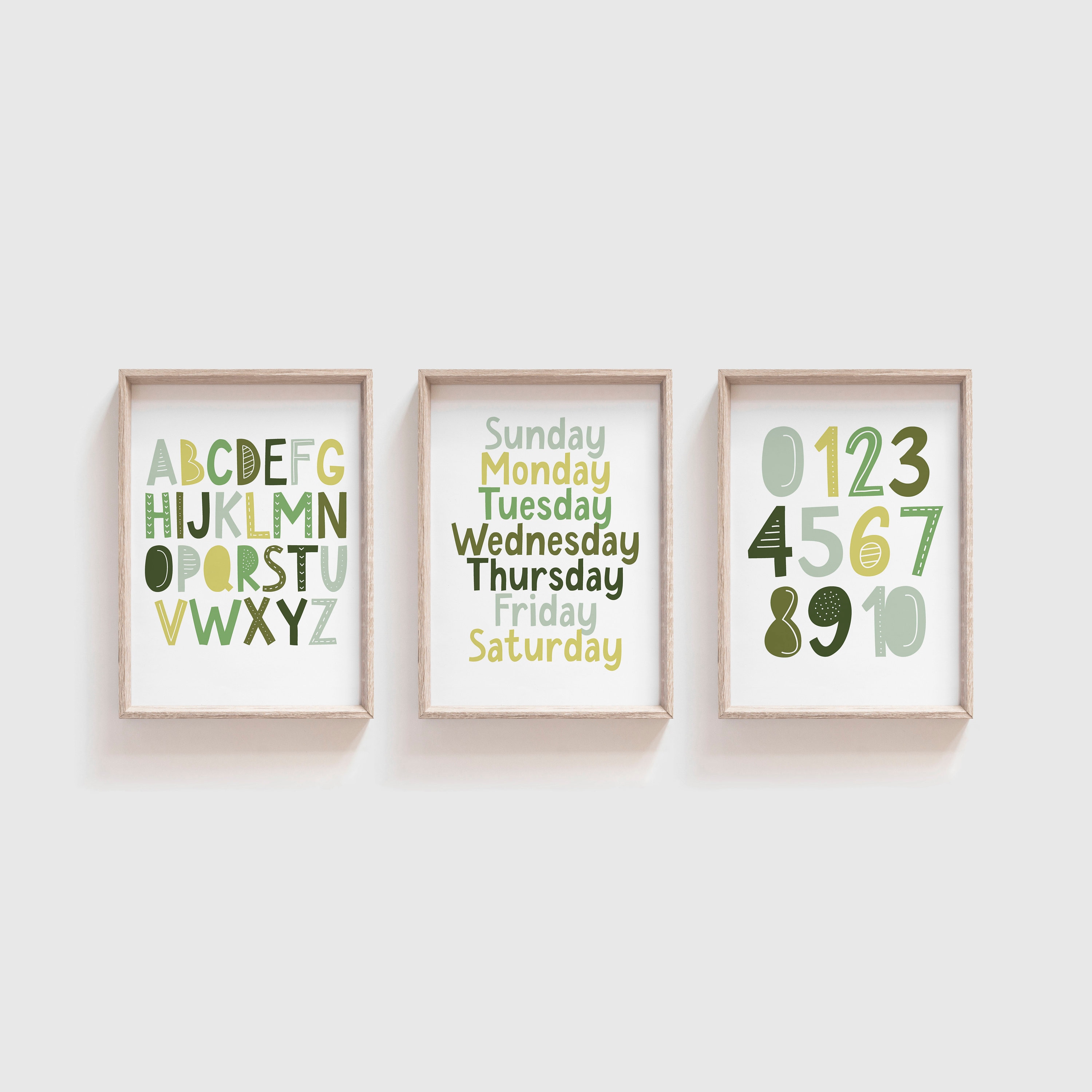 Set of 3 Educational Posters for Kid's Room, Nursery, or Homeschool ...