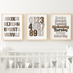 Set of 3 Educational Posters for Kid's Room, Nursery, or Homeschool ...