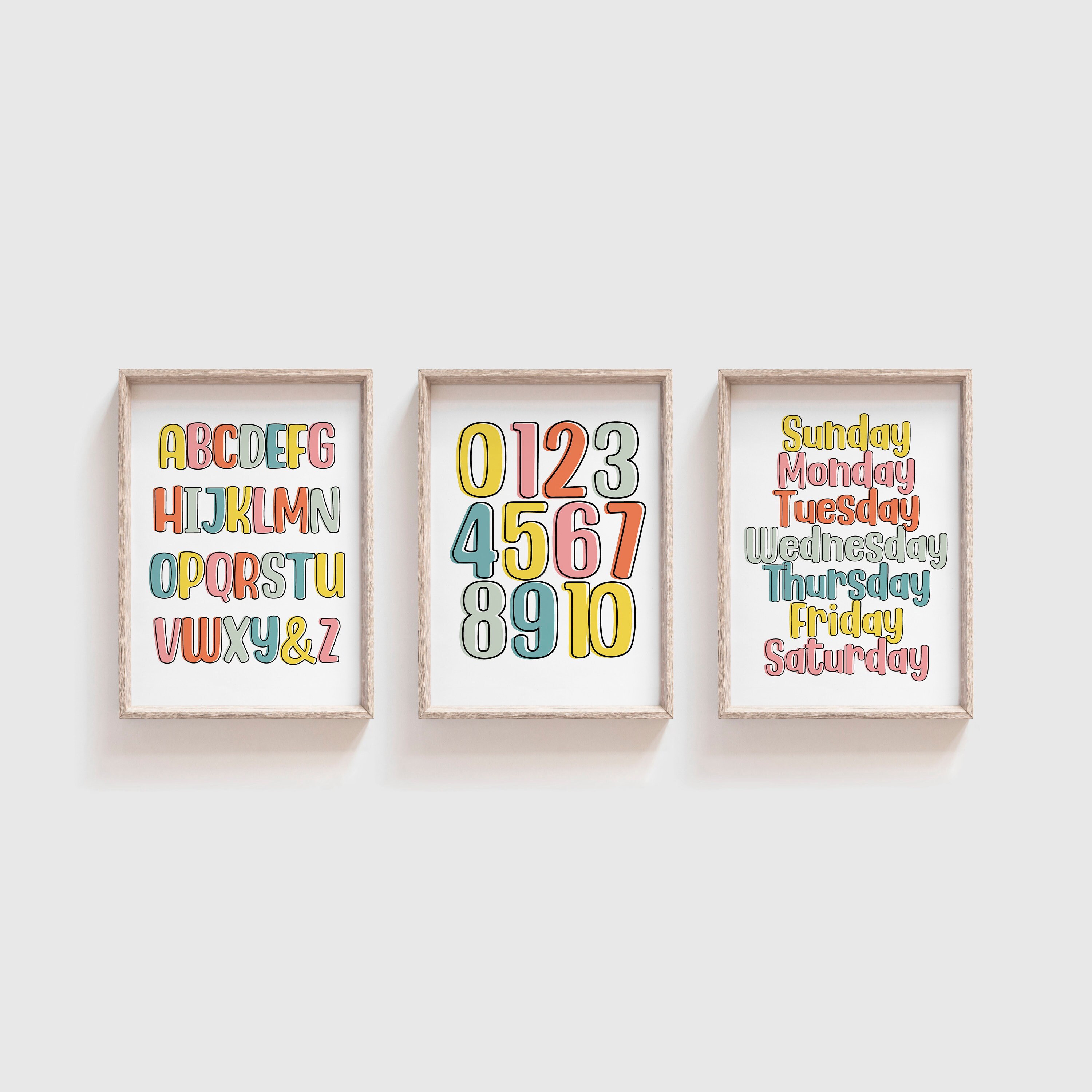 Set of 3 Educational Posters for Kid's Room, Nursery, or Homeschool ...