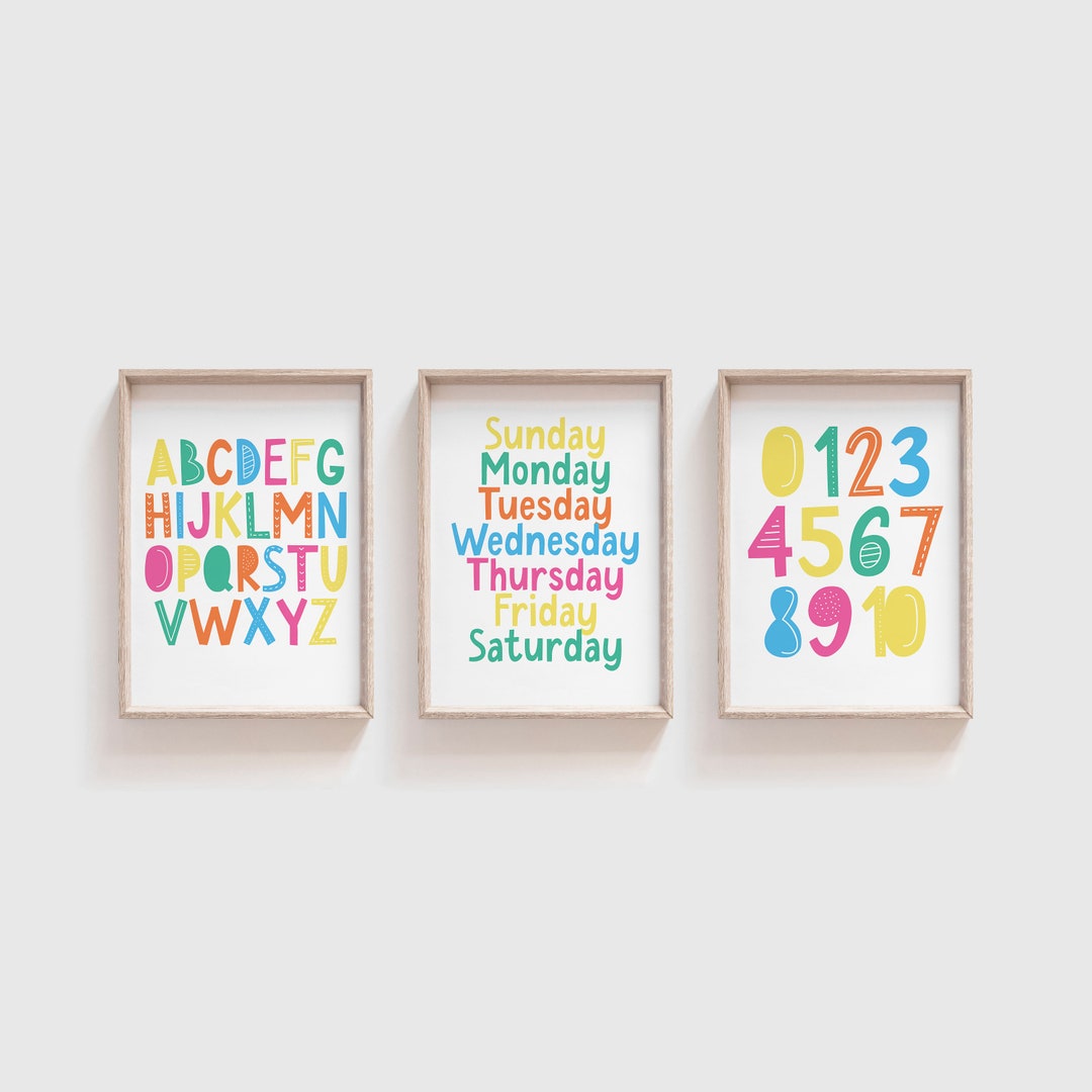 Set of 3 Educational Posters for Kid's Room Nursery or - Etsy