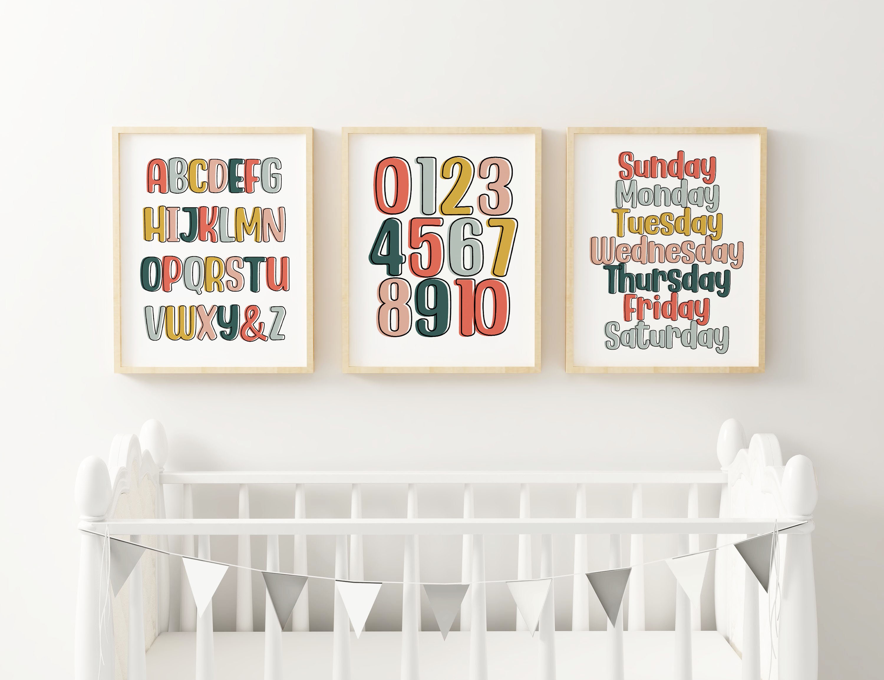 Set of 3 Educational Posters for Kid's Room, Nursery, or Homeschool ...