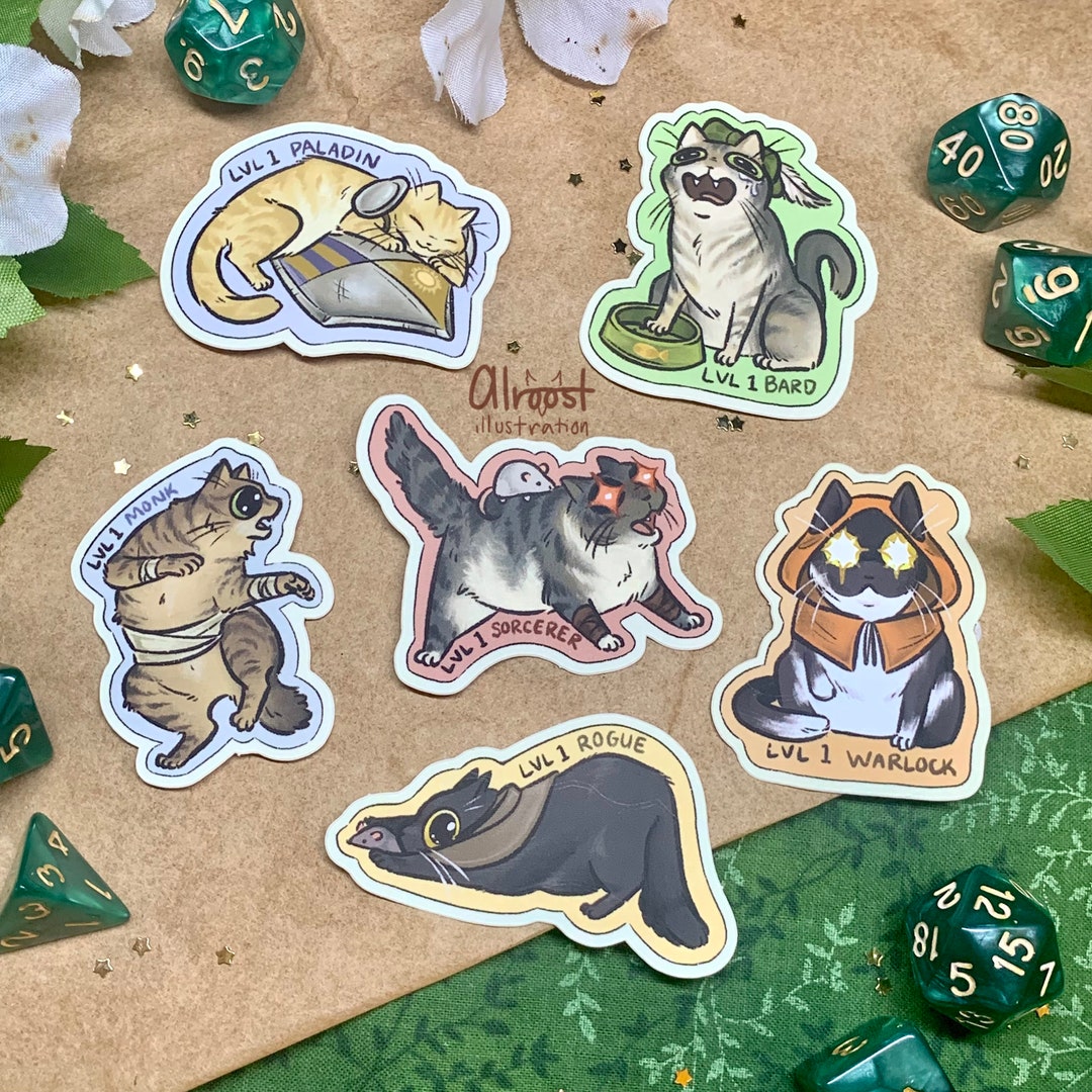 Level 1 D&D Cats, Series 2, 2in Matte Stickers - Etsy