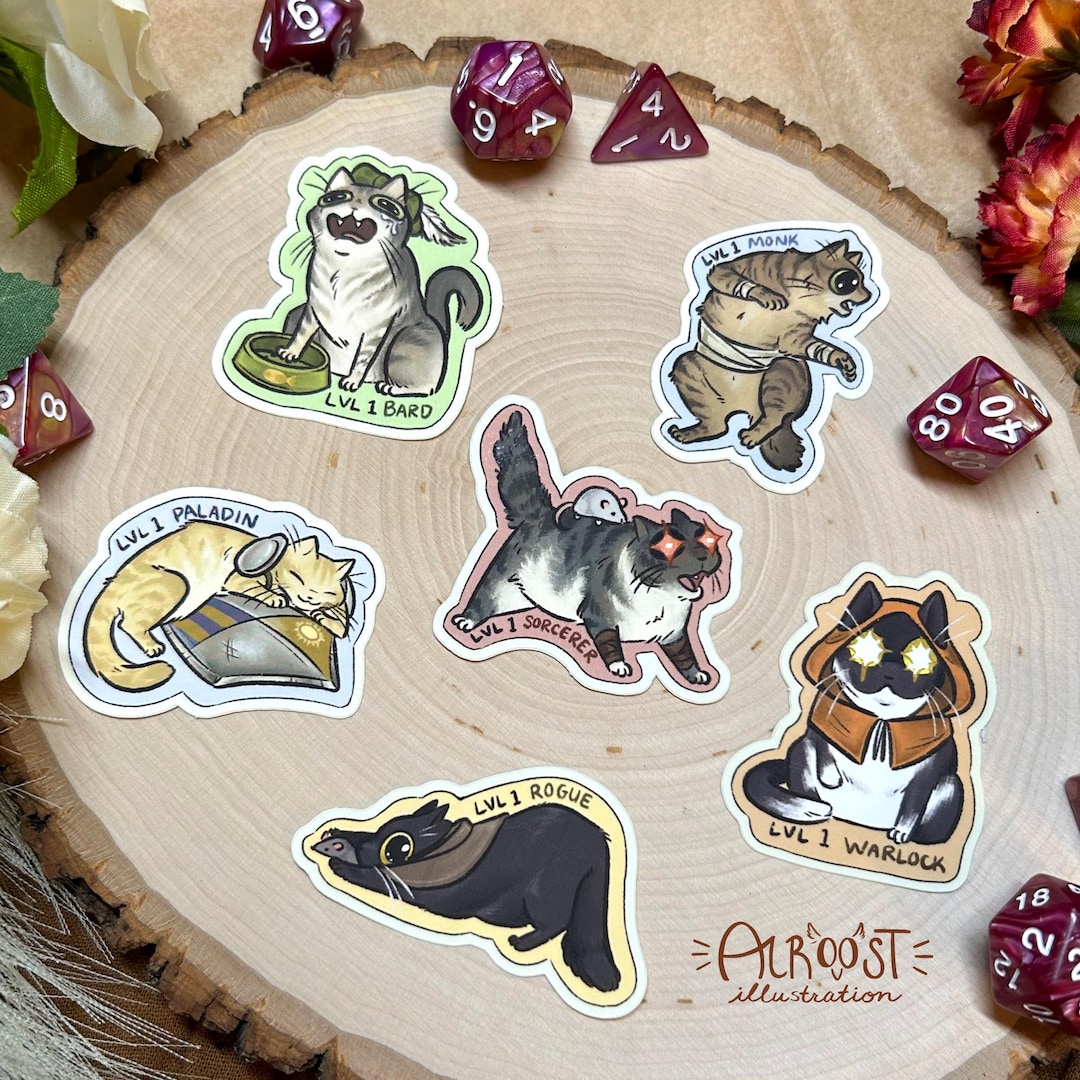Level 1 D&D Cats, Series 2, 2in Matte Stickers - Etsy