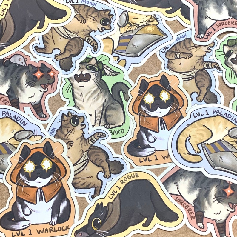 Level 1 D&D Cats, Series 2, 2in Matte Stickers - Etsy