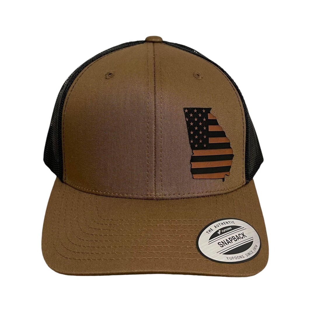 Georgia Patriot | Trucker Hat | Genuine Leatherette Patch Hat ...